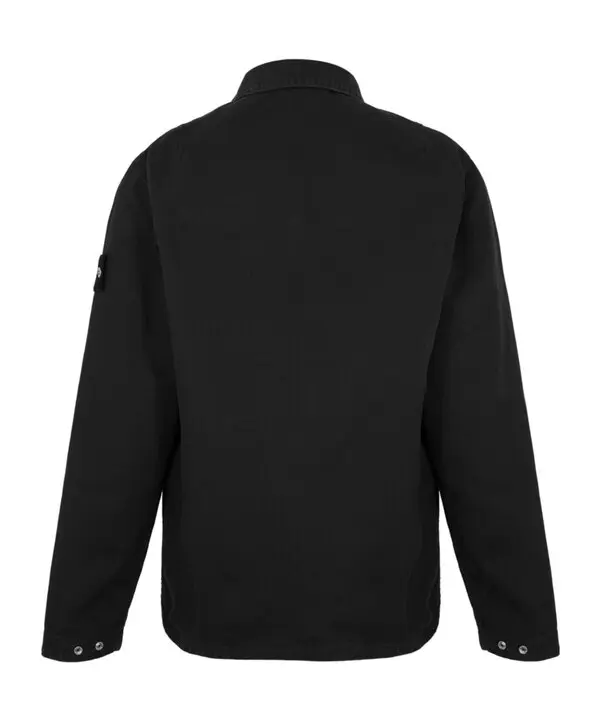 Stone Island Zip-up Denim Jacket With Logo Patch