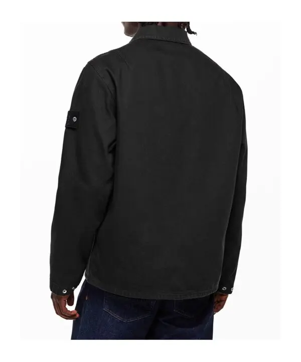 Stone Island Zip-up Denim Jacket With Logo Patch