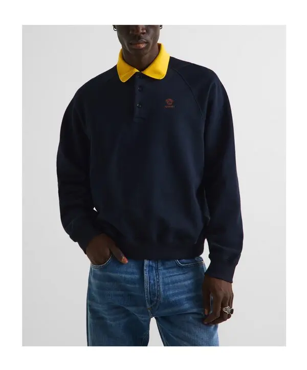 Versace Minimalist Long-sleeve Polo Shirt