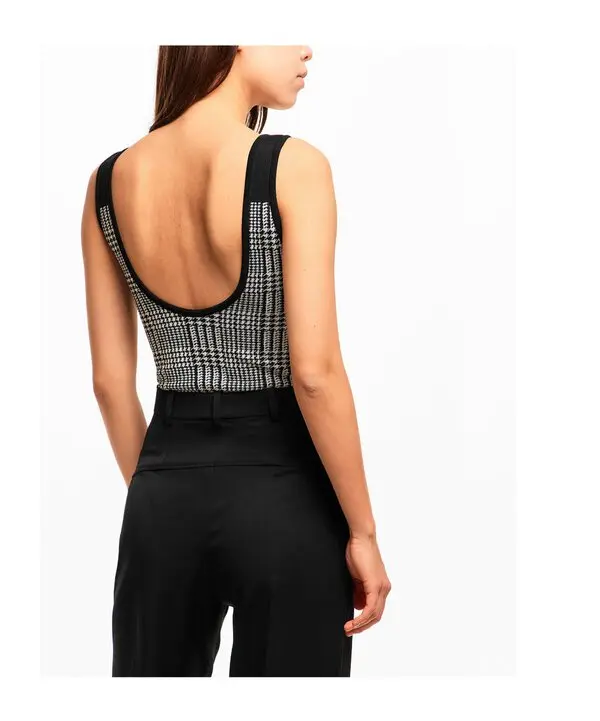 Balmain Sleeveless Houndstooth Jumpsuit With Goldtone Buttons