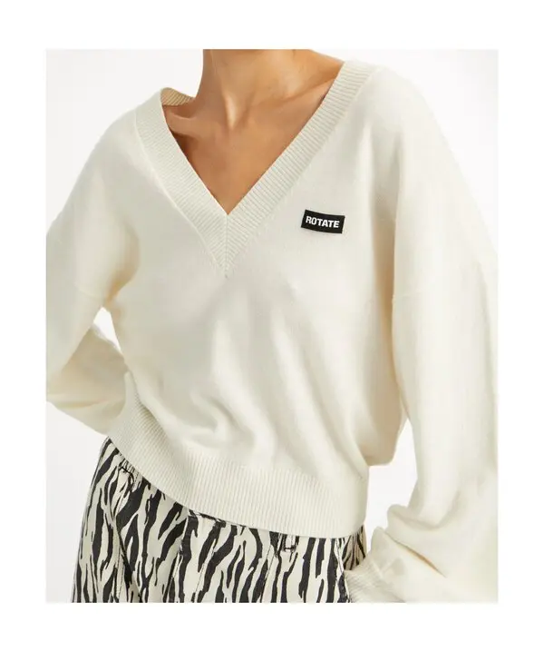 ROTATE BY BIRGER CHRISTENSEN V-neck Long-sleeve Knit Top