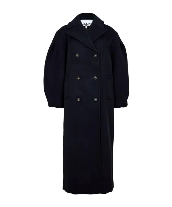 GANNI Wool Double-breasted Peacoat