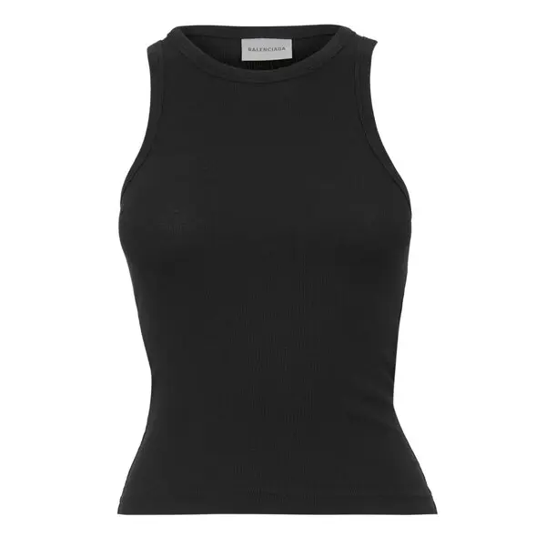 Balenciaga Ribbed Slim Fit Tank Vest - Black