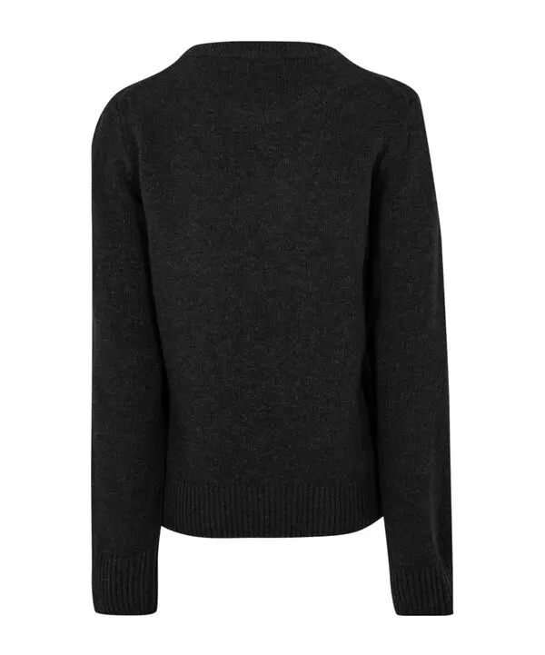 GANNI Crew Neck Long Sleeve Jumper With Graphic Detail - Black