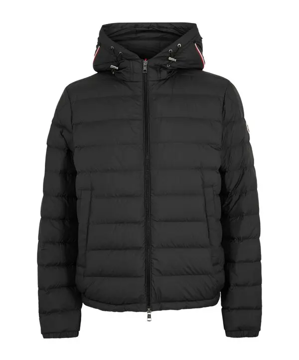 Moncler Quilted Hooded Down Jacket With Striped Trim