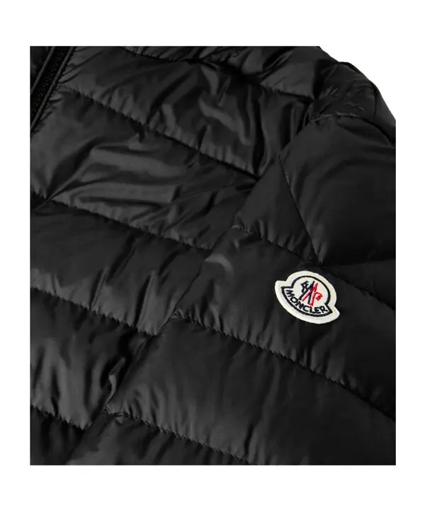 Moncler Quilted Hooded Down Jacket With Striped Trim