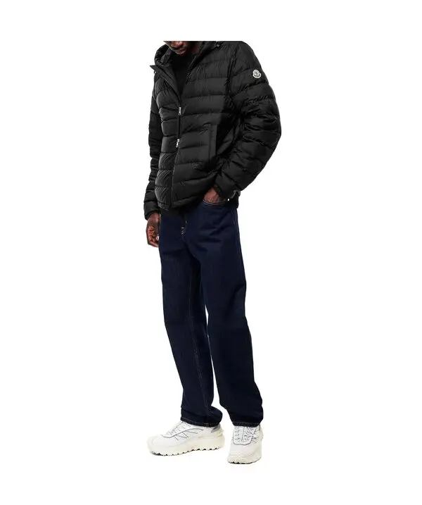 Moncler Quilted Hooded Down Jacket With Striped Trim
