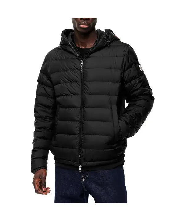 Moncler Quilted Hooded Down Jacket With Striped Trim