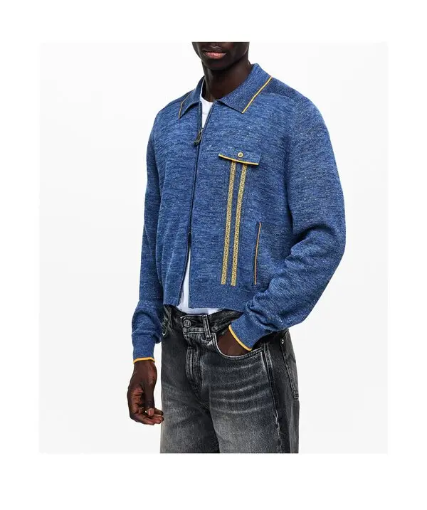 Versace Zip-up Knitted Top With Greca Motif