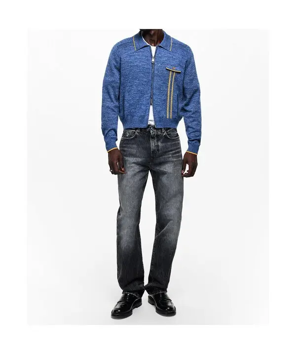 Versace Zip-up Knitted Top With Greca Motif