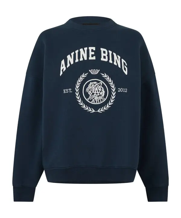 ANINE BING Crew Neck Long Sleeve Sweatshirt With Logo