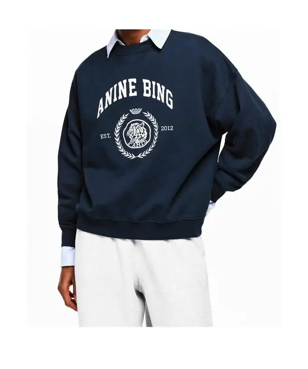 ANINE BING Crew Neck Long Sleeve Sweatshirt With Logo