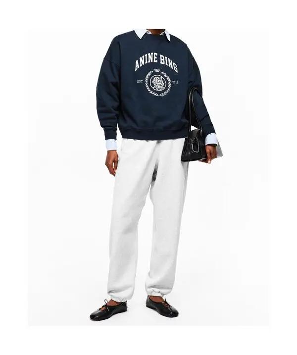ANINE BING Crew Neck Long Sleeve Sweatshirt With Logo