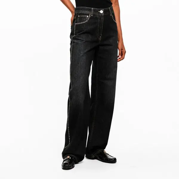 Versace Embellished High-rise Jeans - Black
