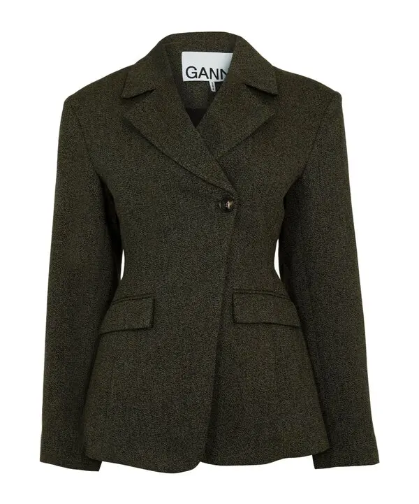 GANNI Fitted Blazer With Notched Lapel - Black