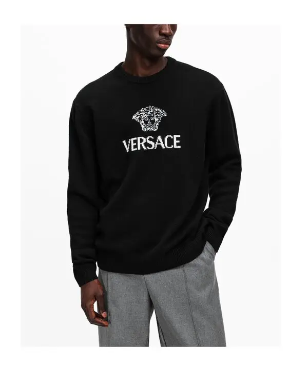 Versace Crew Neck Sweater With Medusa Detailing