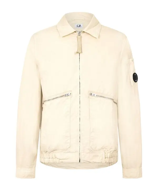 C.P. COMPANY Zip-up Shirt Jacket With Collar And Sleeve Lens Detail
