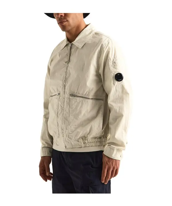 C.P. COMPANY Zip-up Shirt Jacket With Collar And Sleeve Lens Detail