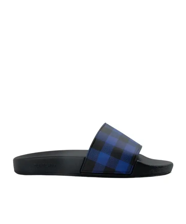 Burberry Checked Slide Sandals - Black