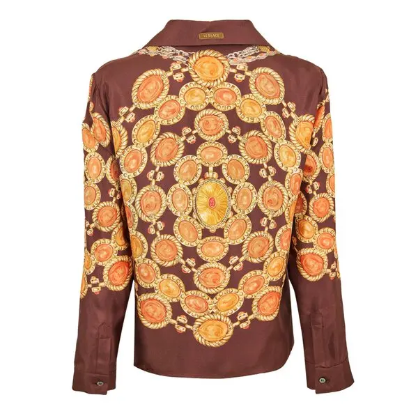 Versace Long Sleeve Printed Silk Shirt - Red