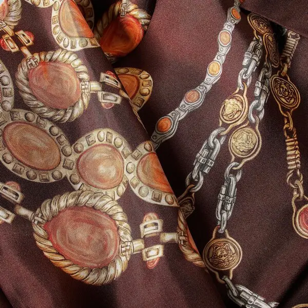 Versace Long Sleeve Printed Silk Shirt - Red