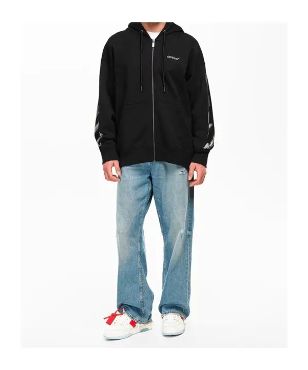 Off-White Front Zip-up Sweatshirt