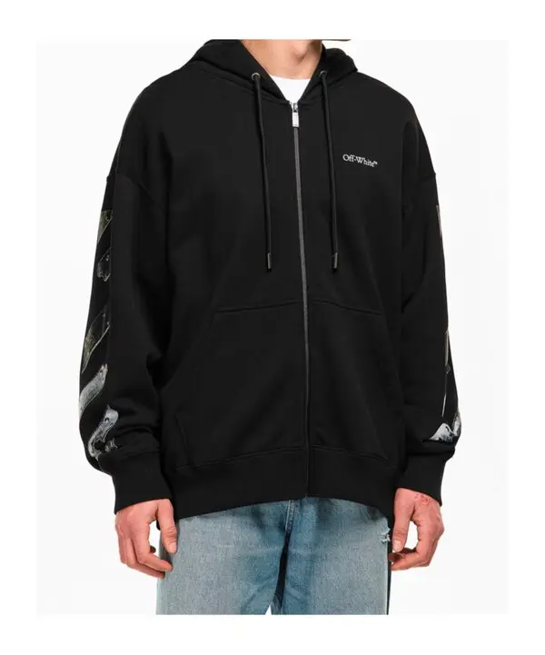 Off-White Front Zip-up Sweatshirt