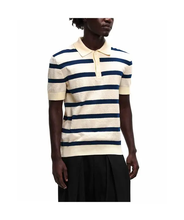 Balmain Striped Short-sleeve Polo Shirt