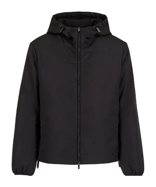 Emporio Armani Windproof And Waterproof Hooded Jacket With Printed Design