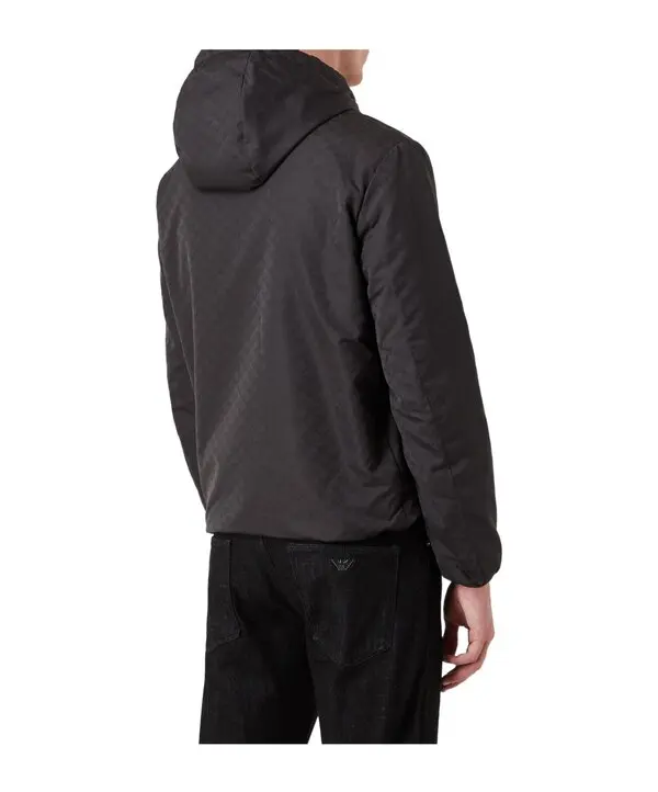 Emporio Armani Windproof And Waterproof Hooded Jacket With Printed Design