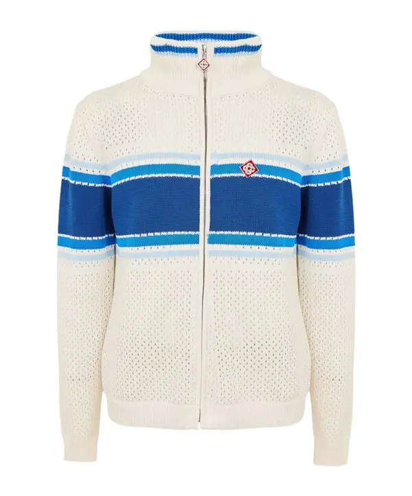 Casablanca Striped Zipper Knit Sweater