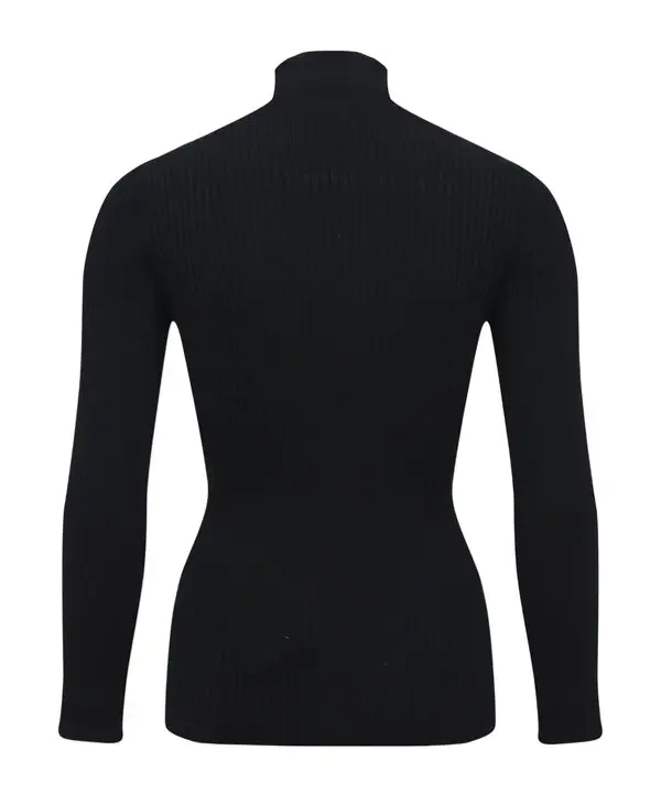 Off-White Ribbed Knit High Neck Long Sleeve Sweatshirt