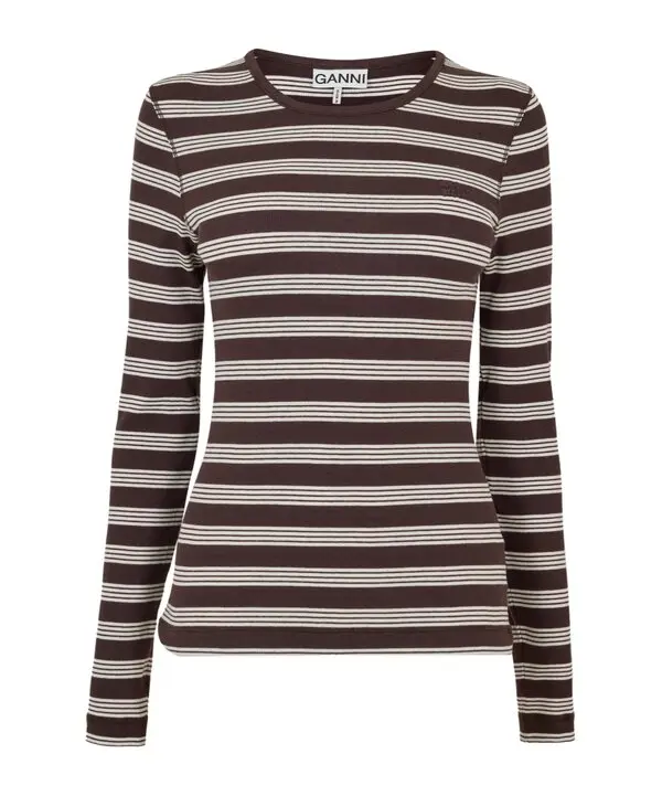 GANNI Striped Long Sleeve T-shirt