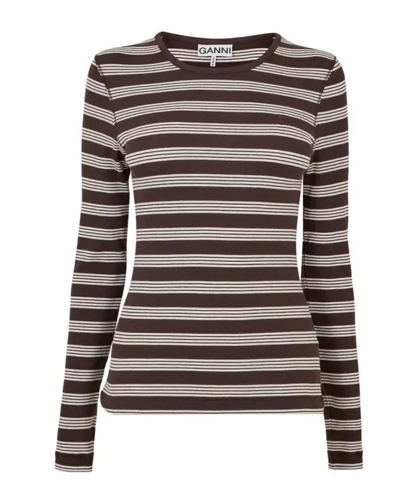 GANNI Striped Long Sleeve T-shirt