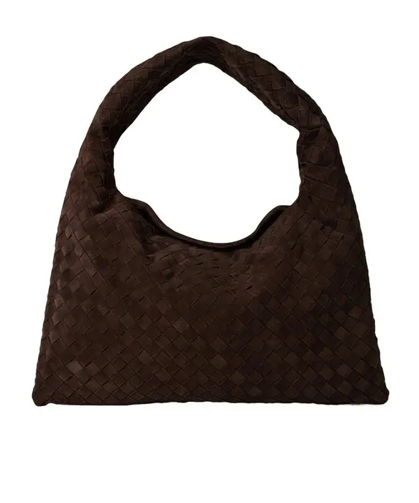 Bottega Veneta Small Intrecciato Suede Shoulder Bag - Black