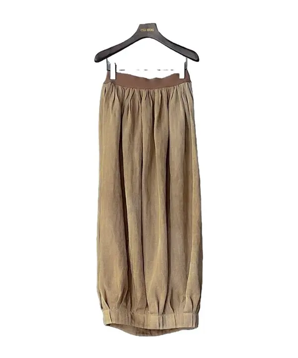 UMA WANG Gathered Midi Skirt - Tan