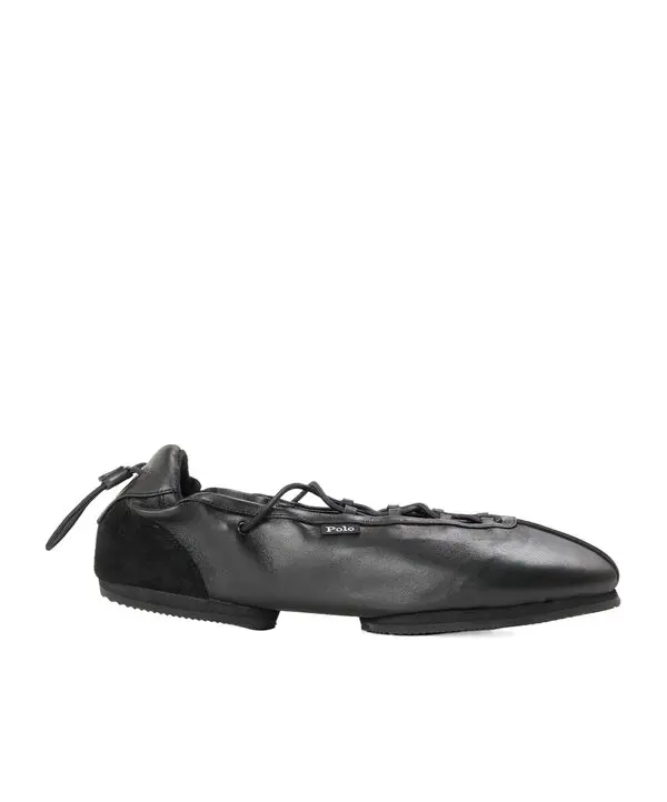 Polo Ralph Lauren Lace Up Ballet Flats - Black