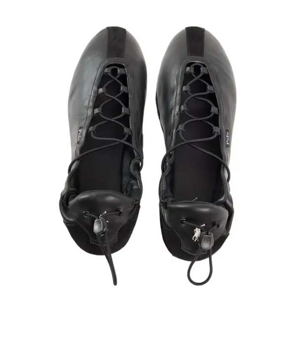 Polo Ralph Lauren Lace Up Ballet Flats - Black