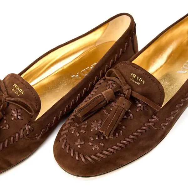 Prada Formal Loafers With Tassel Detail - Brown