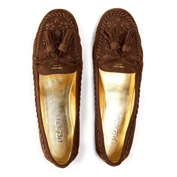 Prada Formal Loafers With Tassel Detail - Brown