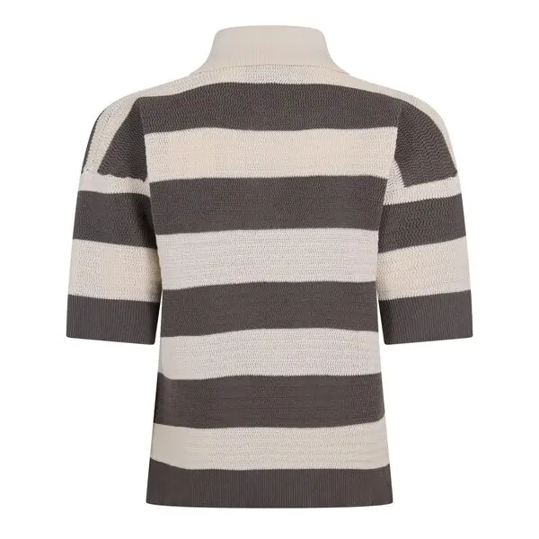 AMI Paris Striped Knit Polo Shirt