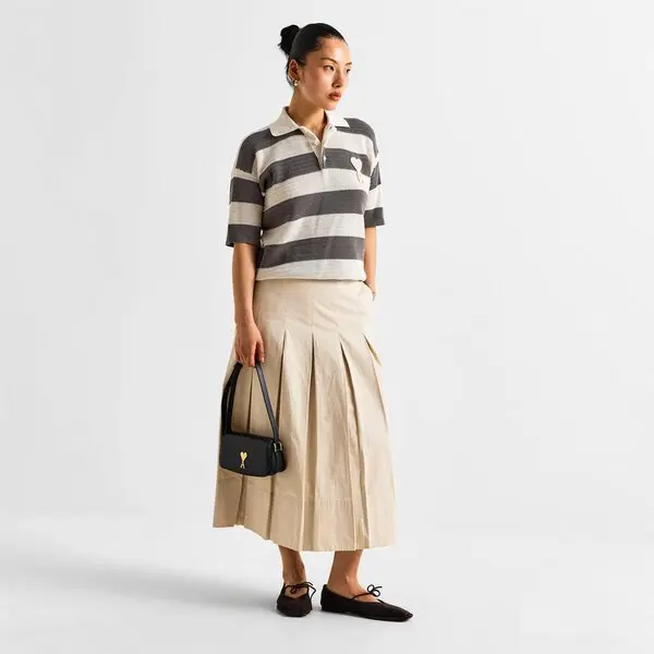 AMI Paris Striped Knit Polo Shirt
