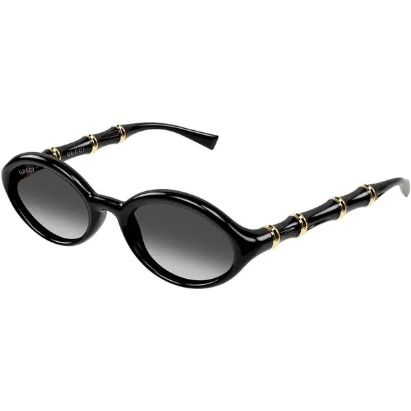 Gucci Oval Sunglasses With Logo Detail - Black