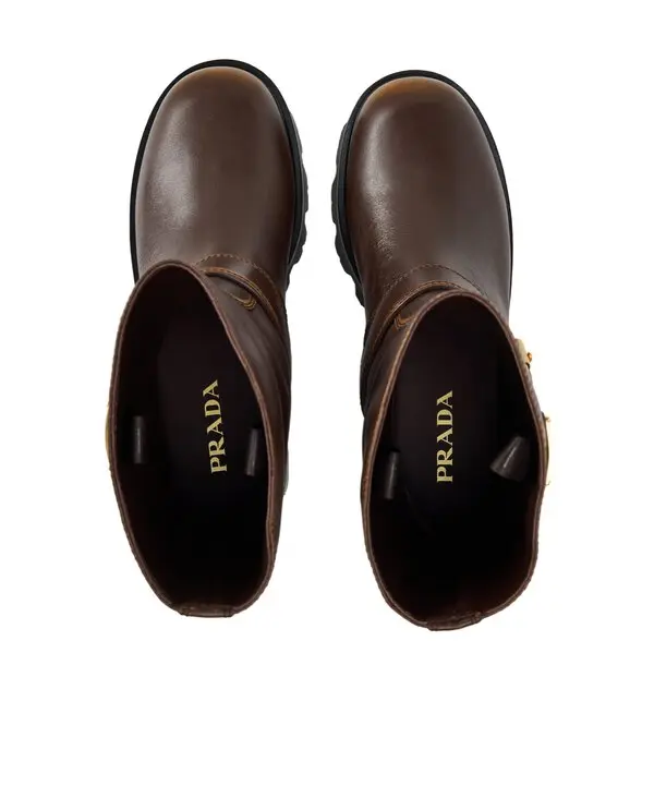 Prada Biker Boots With Buckle Detail