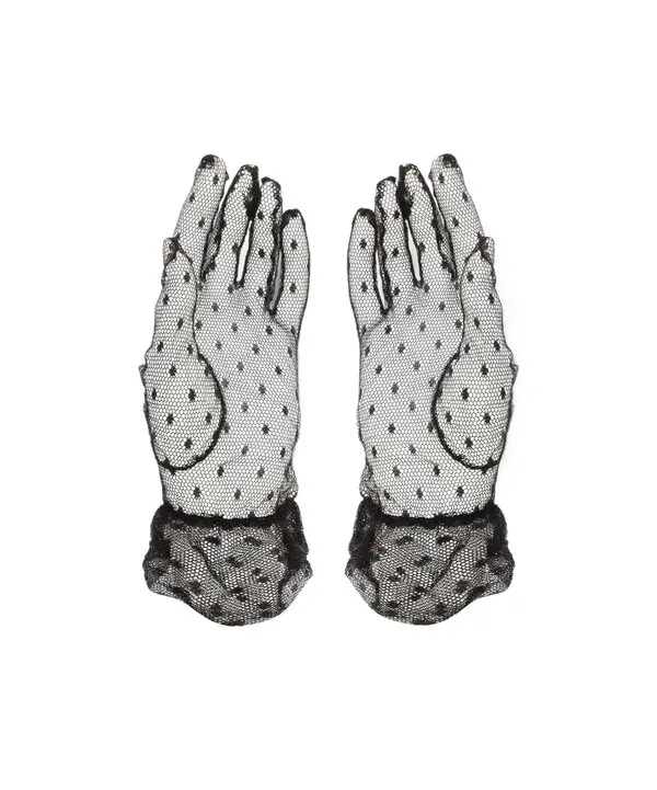 Gucci Lace-trimmed Short Gloves - Gray