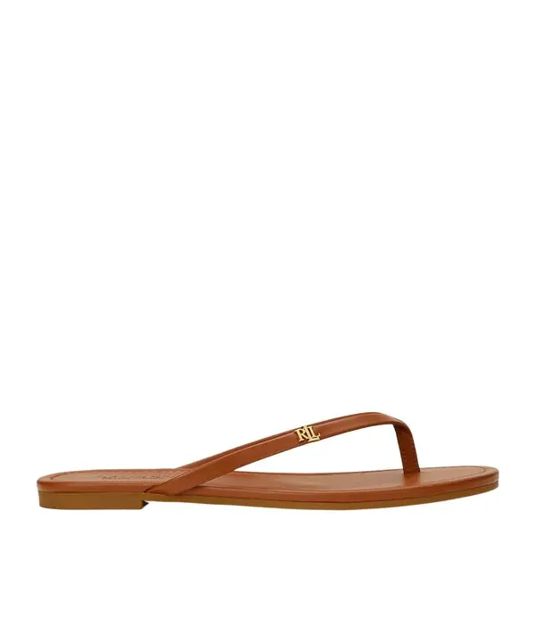 Ralph Lauren Open Toe Logo Detail Flat Sandals