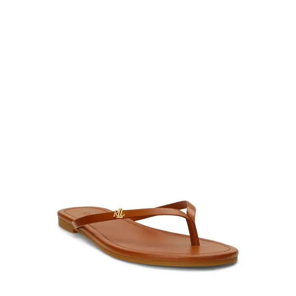 Ralph Lauren Open Toe Logo Detail Flat Sandals