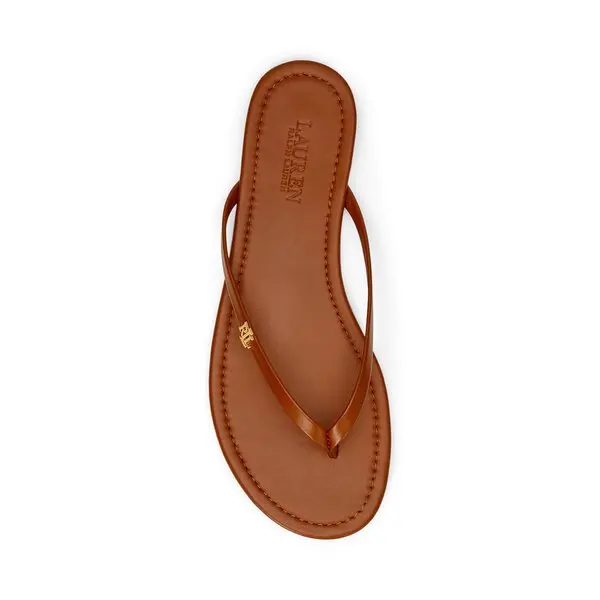 Ralph Lauren Open Toe Logo Detail Flat Sandals