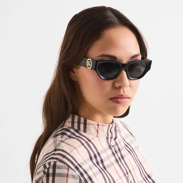 Burberry Square Frame Sunglasses With Gold Tone Embellishment