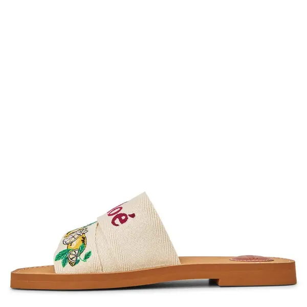 Chloé Canvas Flat Slippers - Nude